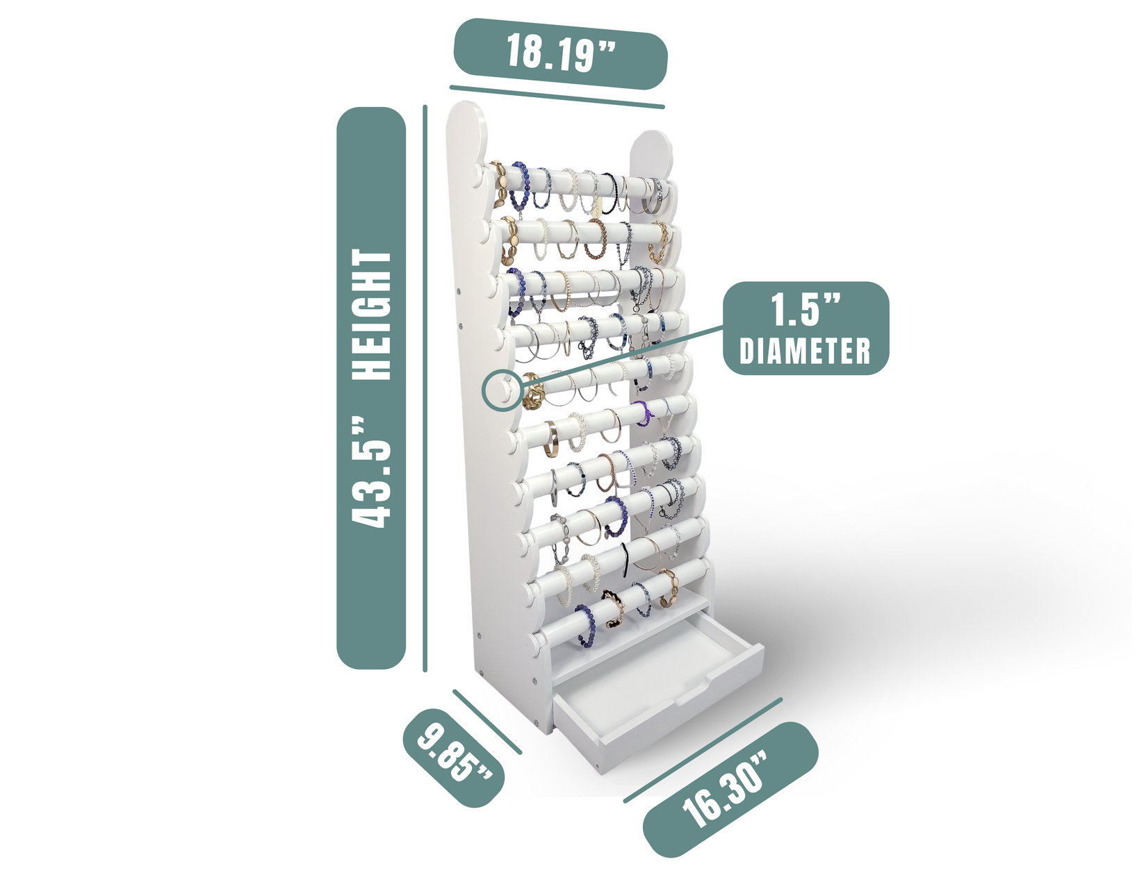 White 10-Tier Wood Bracelet Display with Drawer | OUT OF STOCK (Restoc ...