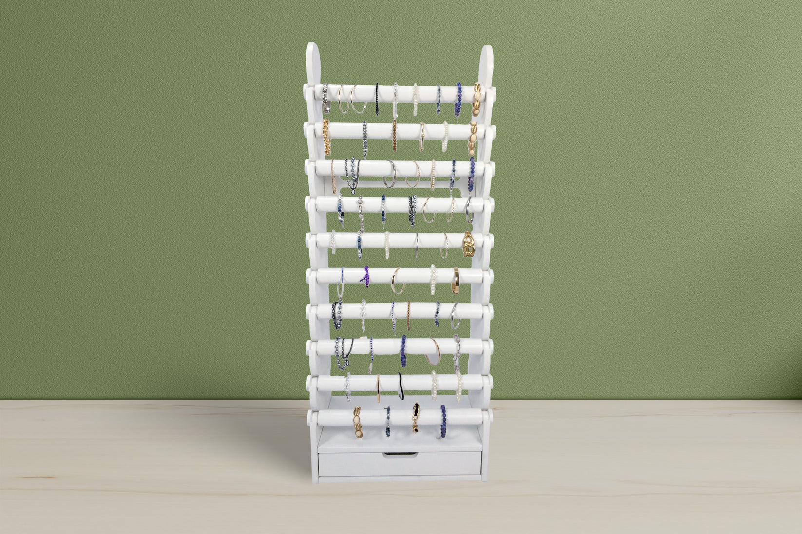 White 10-Tier Wood Bracelet Display with Drawer | OUT OF STOCK (Restoc ...